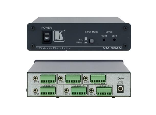 Kramer Splitter 1:5 Aud-A Balanced Terminal A-Level Balanced/Unbalanced ...