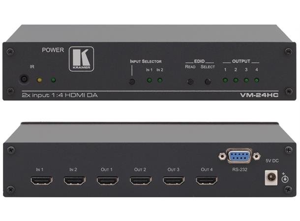 Kramer Switch 2x1:4 HDMI 6.75Gbps EDID RS232 IR re-K HDCP - Leteng AS