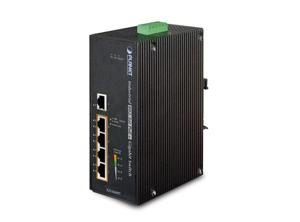 Planet Switch 5-p Gigabit 4xPoE+ Layer2 Industri IP30 DIN RPS B120W ...