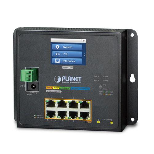 Planet Switch 8-p Gigabit 8xPoE+ 2xSFP Industri Vegg LCD Touch IPv6 ...