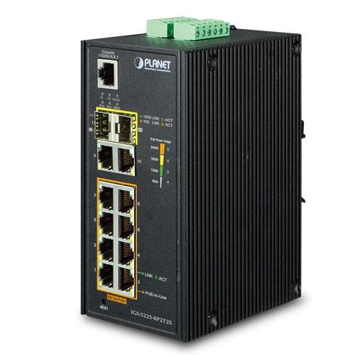 Planet Switch 8-p GB 8x PoE+ 2xSFP Layer2+ Industri IP30 DIN IPv6 ...