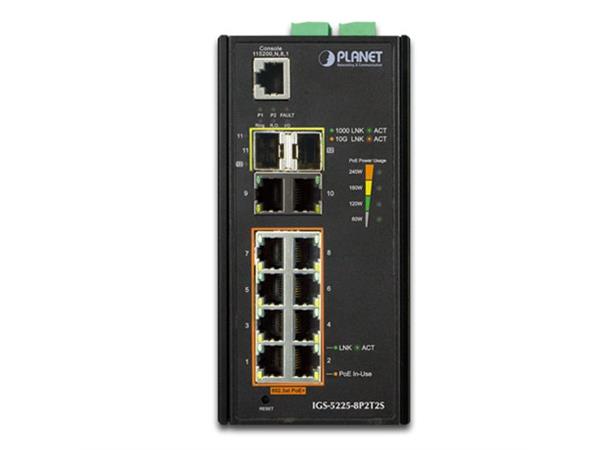 Planet Switch 8-p GB 8x PoE+ 2xSFP Layer2+ Industri IP30 DIN IPv6 ...
