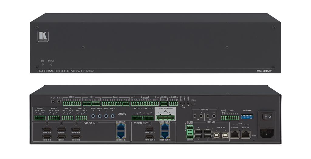 Kramer Matrix 8x4 HDMI/HDBaseT 19" 4K60 4:2:0 PoE RS-232 RS-485 IR EDID ...