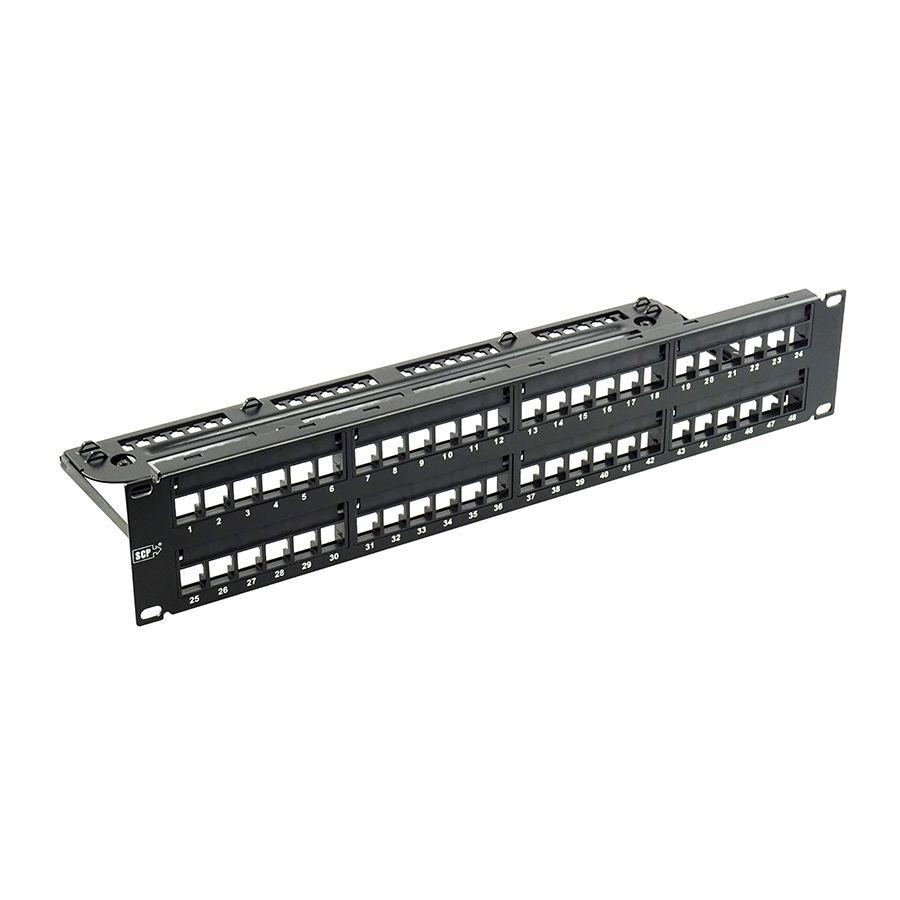SCP Patch Panel 48 port Unloaded 2RU Med kabelsstyring - Leteng AS