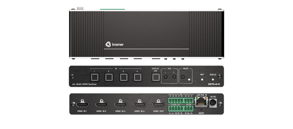 Kramer Switch 4 x HDMI 2.0 PoE Audio out 18Gbps - Leteng AS