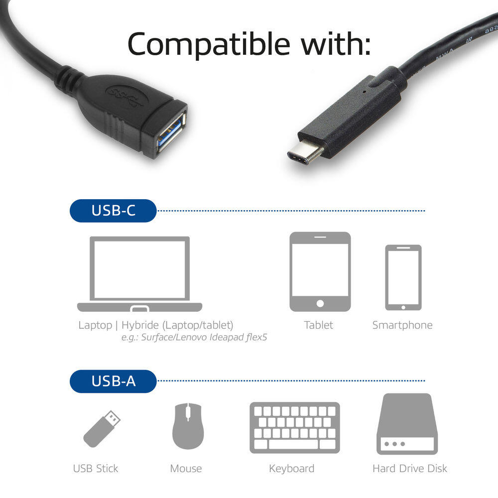 ACT Pigtail Adapter USB C > USB A USB 3.2 Gen 1 5Gbps - Leteng AS
